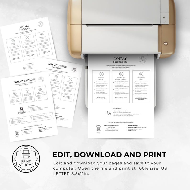 Notary Forms Bundle, Editable Canva Templates, Notary Log, Pricelist ...