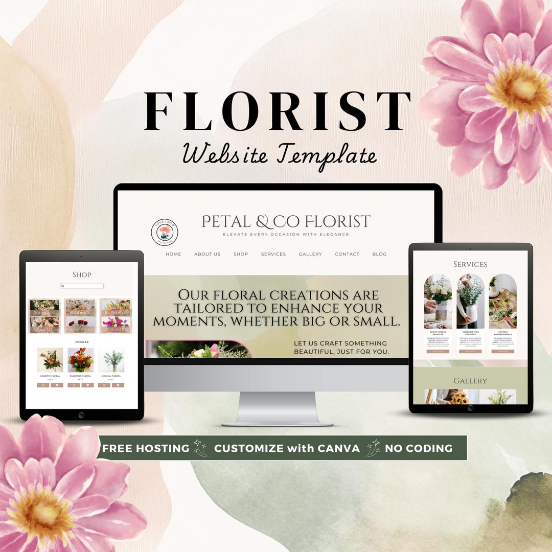 Florist Website, Canva Website Template, Event Organizer Website ...