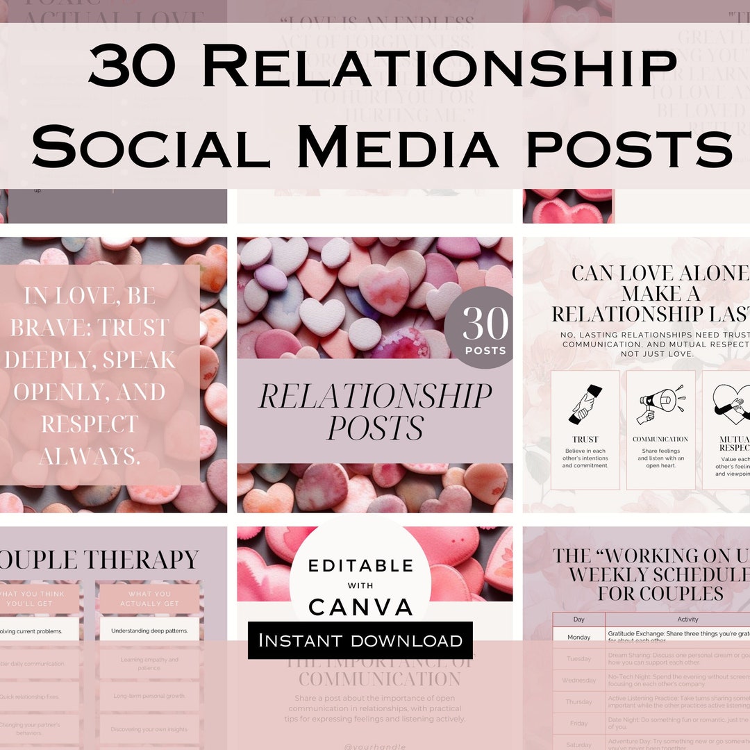 Relationships Social Media Posts INSTANT DOWNLOAD Therapist Post ...