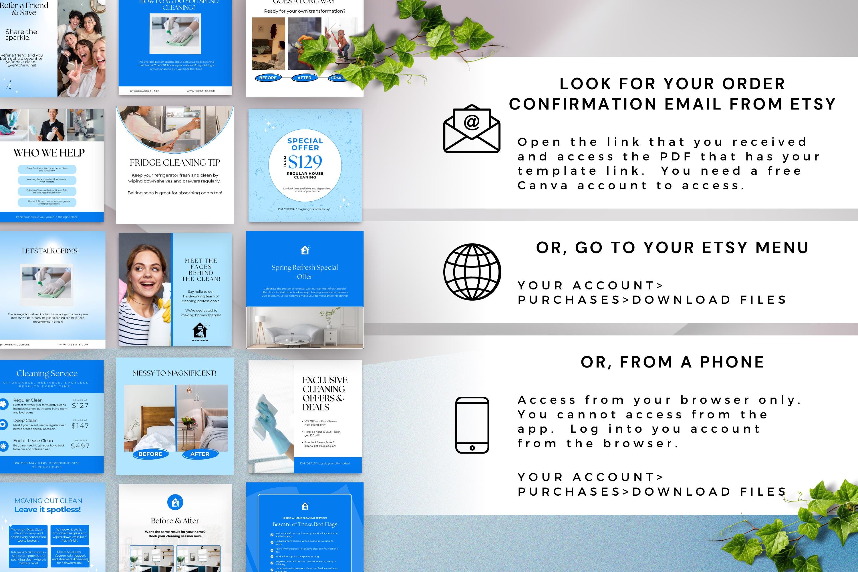 House Cleaning Social Media Posts, Canva Templates, Editable Posts for ...