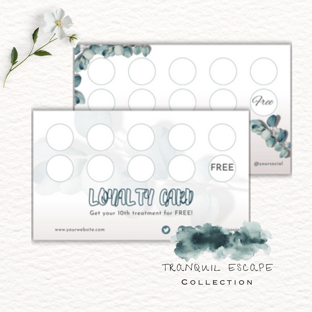 Green Leaf Loyalty Card, Canva Template, Reward Cards for Small ...