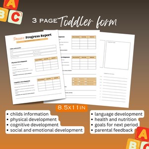 Daycare Progress Report | Early Childhood Report Card | Early Learning ...