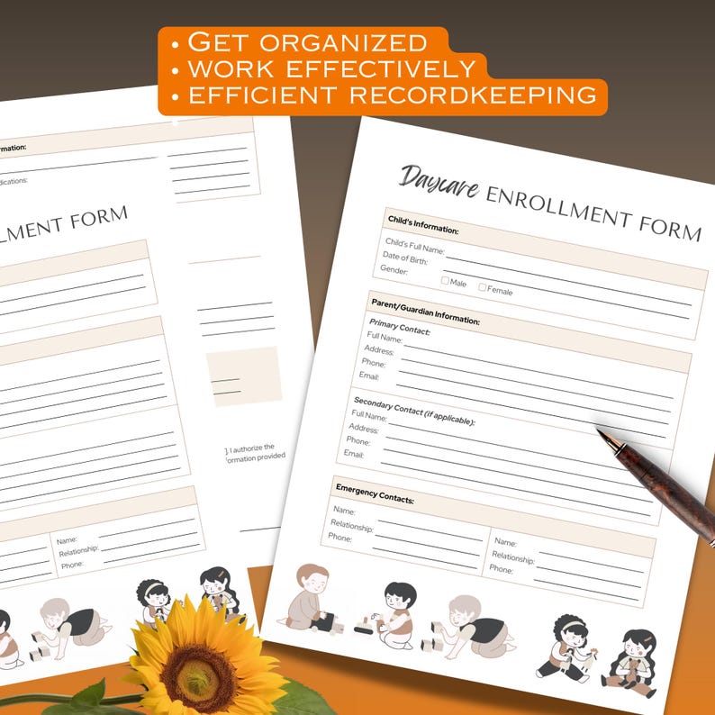 Daycare Enrollment Form | Canva Childcare Forms | Childcare Intake Form ...