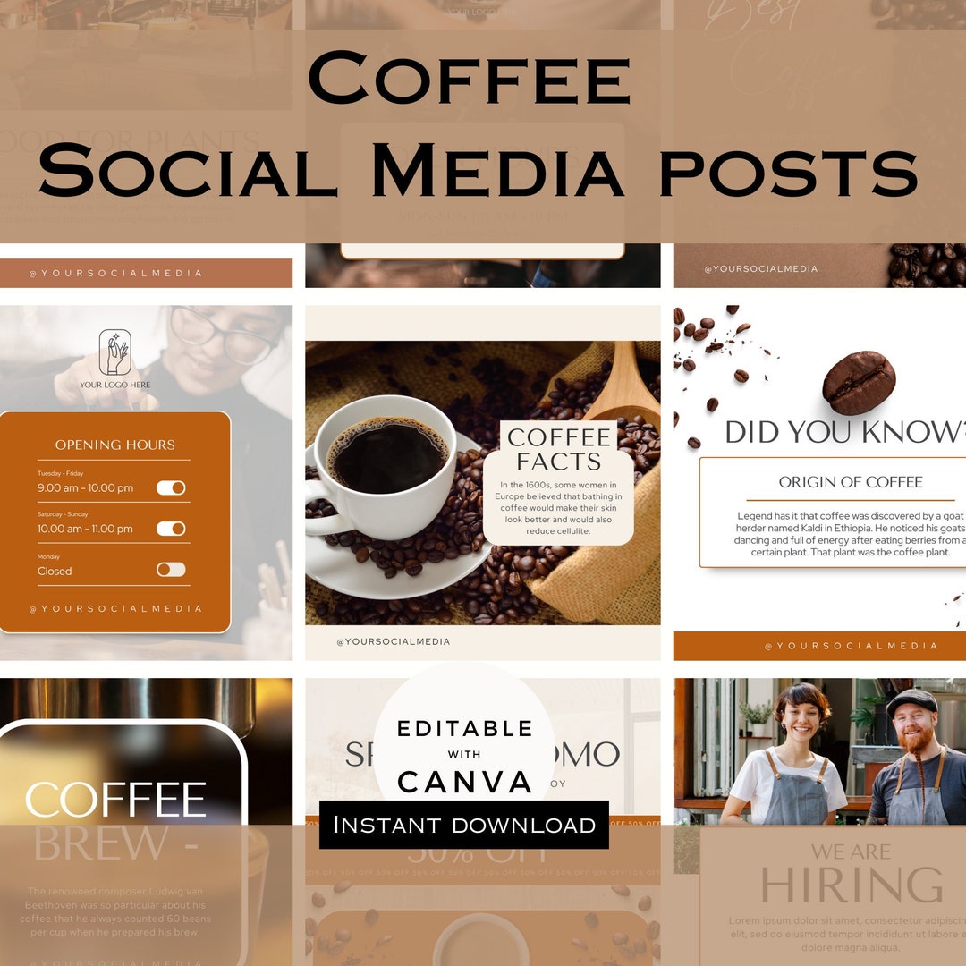 50 Coffee Social Media Templates, Cafe Business Content, Coffee House ...