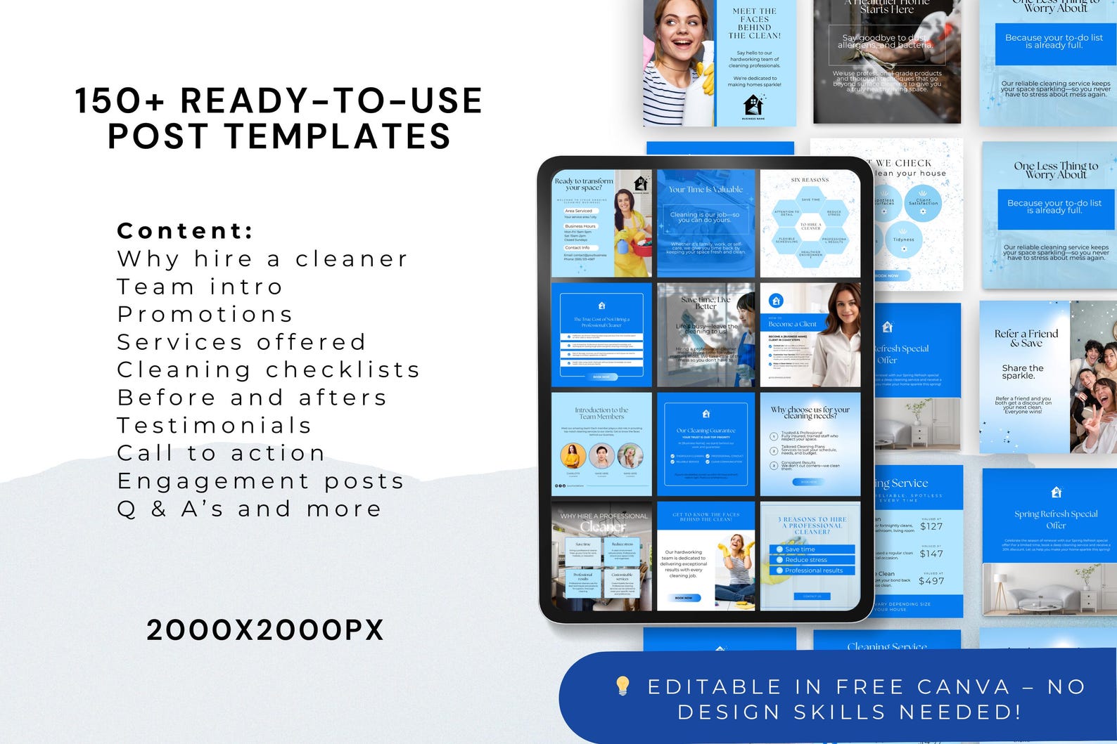 House Cleaning Social Media Posts, Canva Templates, Editable Posts for ...