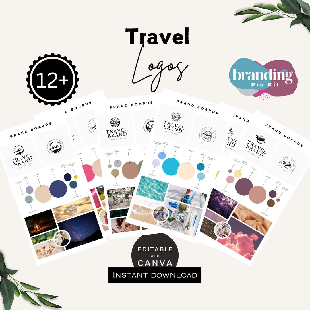12 Travel Logos and Brand Boards, Canva Templates, Logo Designs ...