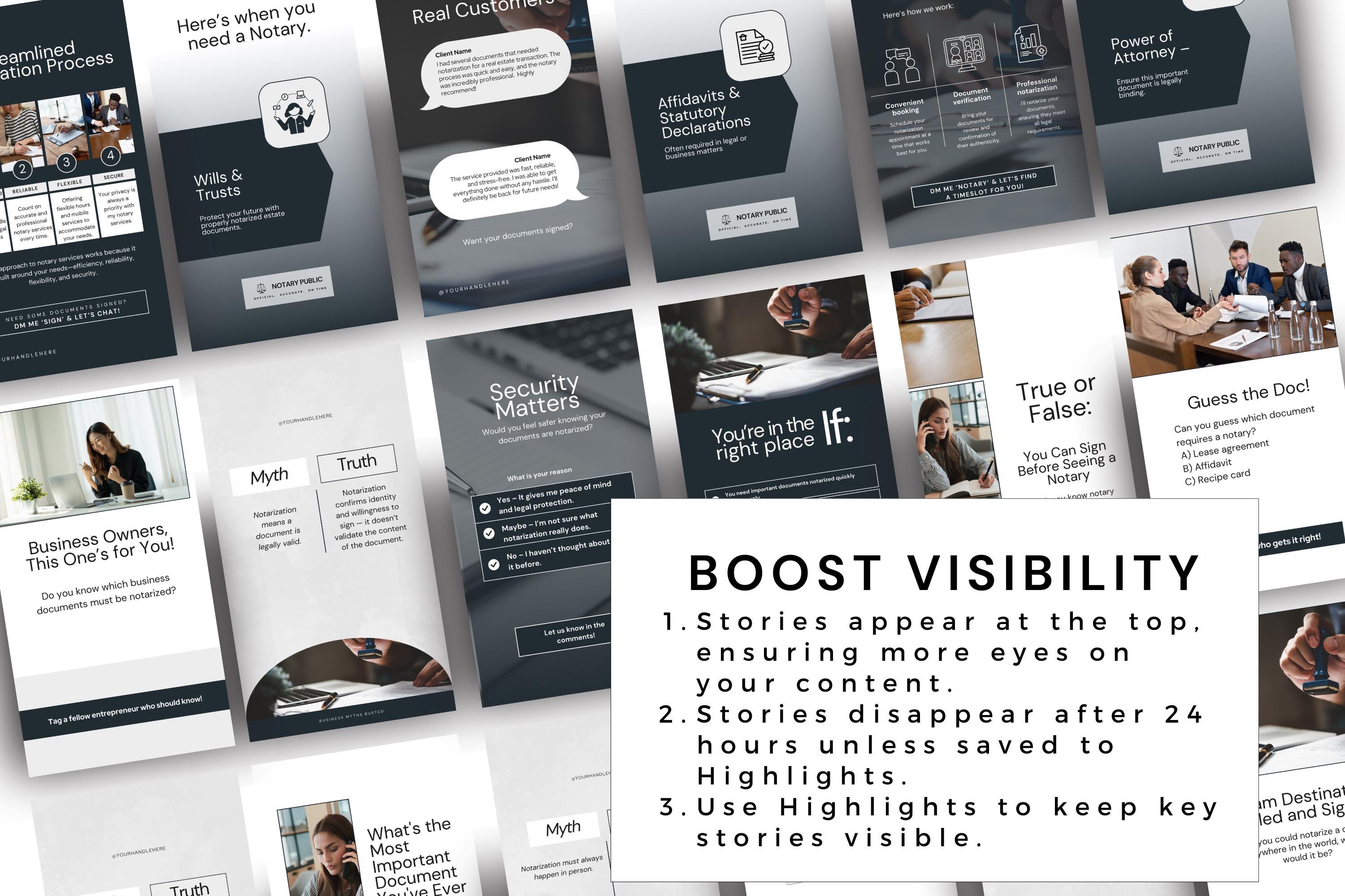 Notary Public Story Posts, Canva Templates, Editable Social Media Posts ...