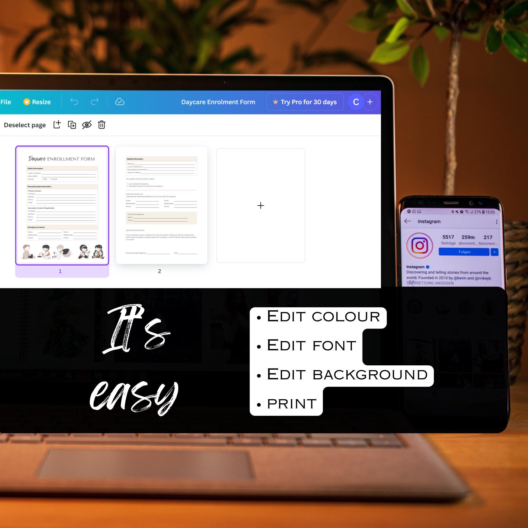 Daycare Enrollment Form | Canva Childcare Forms | Childcare Intake Form ...