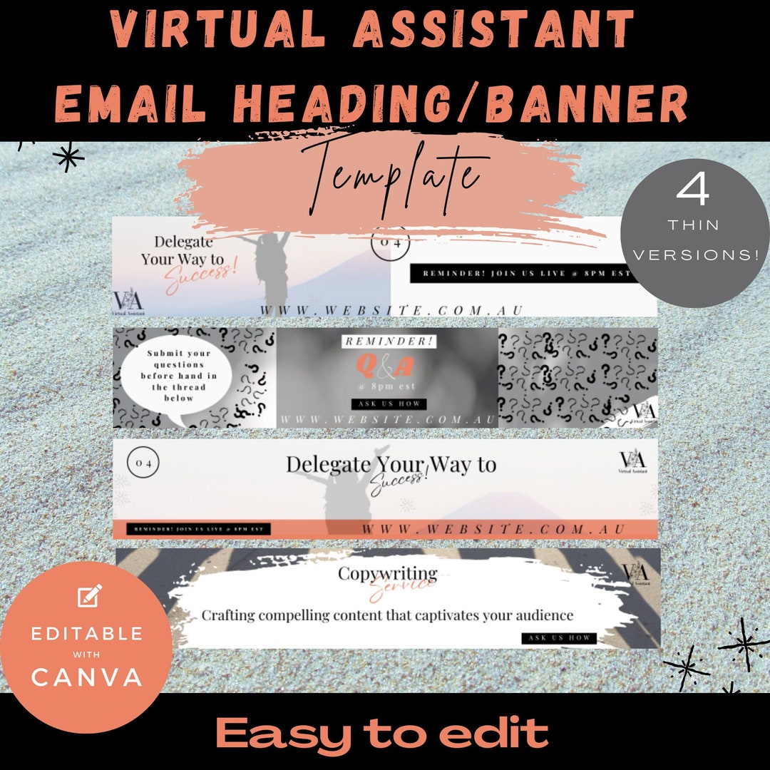 Virtual Assistant Email Banner and Heading, Email Header, Marketing ...