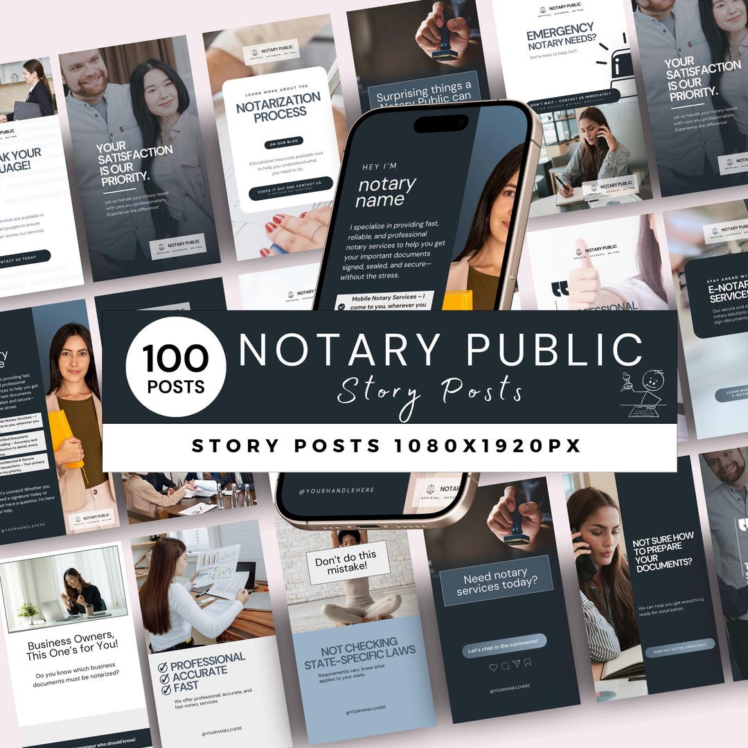 Notary Public Story Posts, Canva Templates, Editable Social Media Posts ...