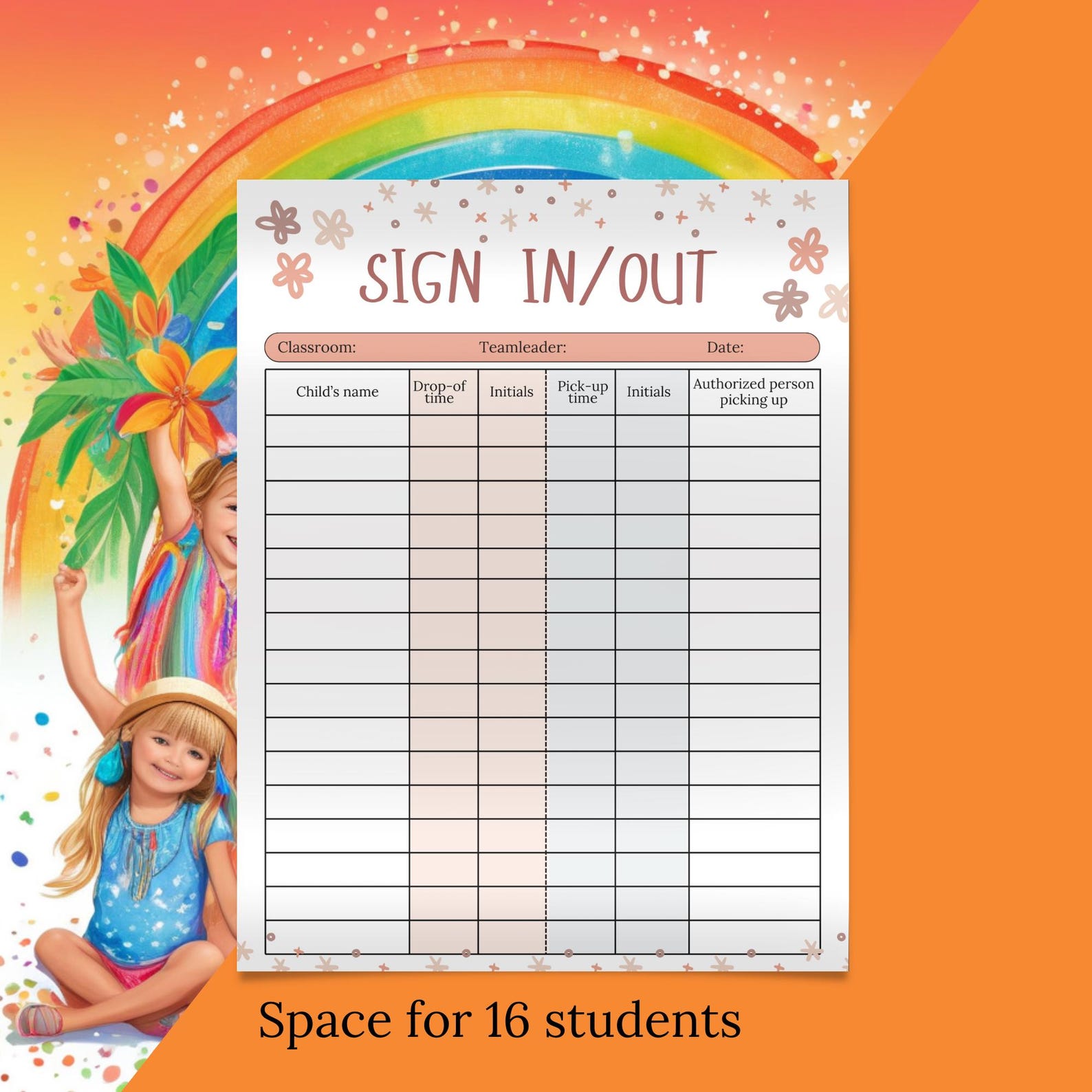 Sign-in Sheet for Daycare, Sign-in and Out Forms, Home Daycare ...