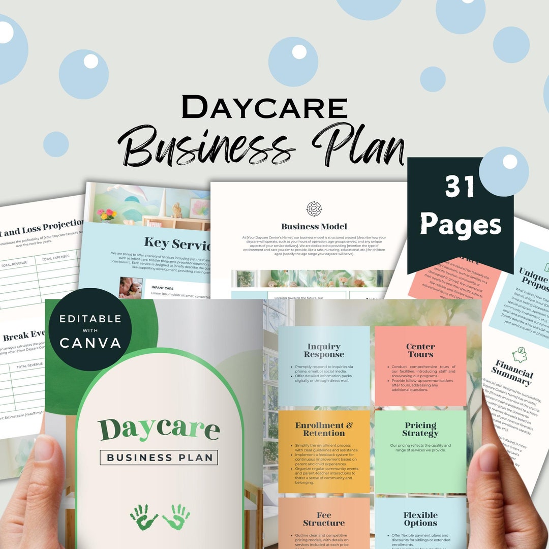 Daycare Business Plan Canva Template | Starting a Daycare | Preschool ...