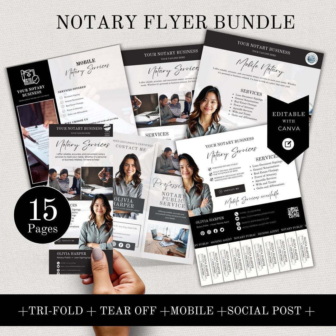 Notary Public Flyer Bundle, Small Business Flyers, Notary Tear off ...