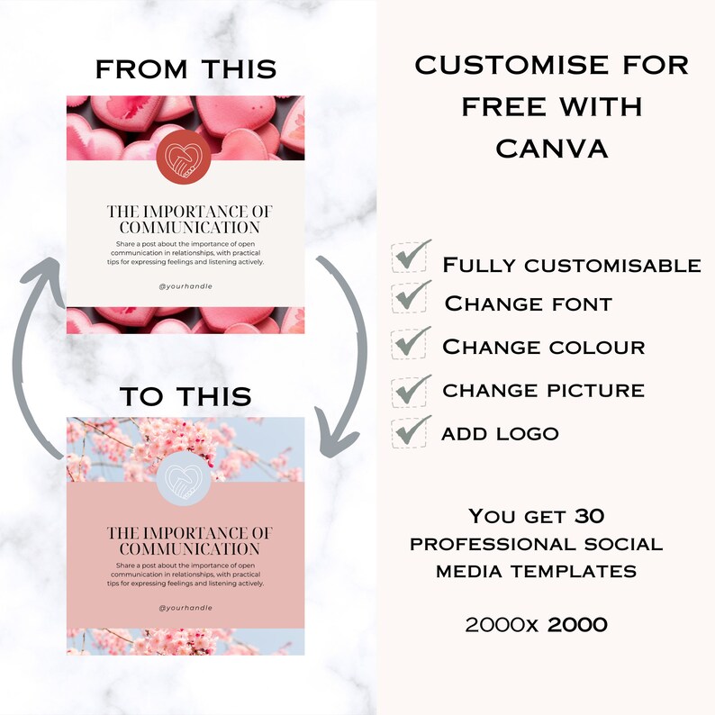 Relationships Social Media Posts INSTANT DOWNLOAD Therapist Post ...