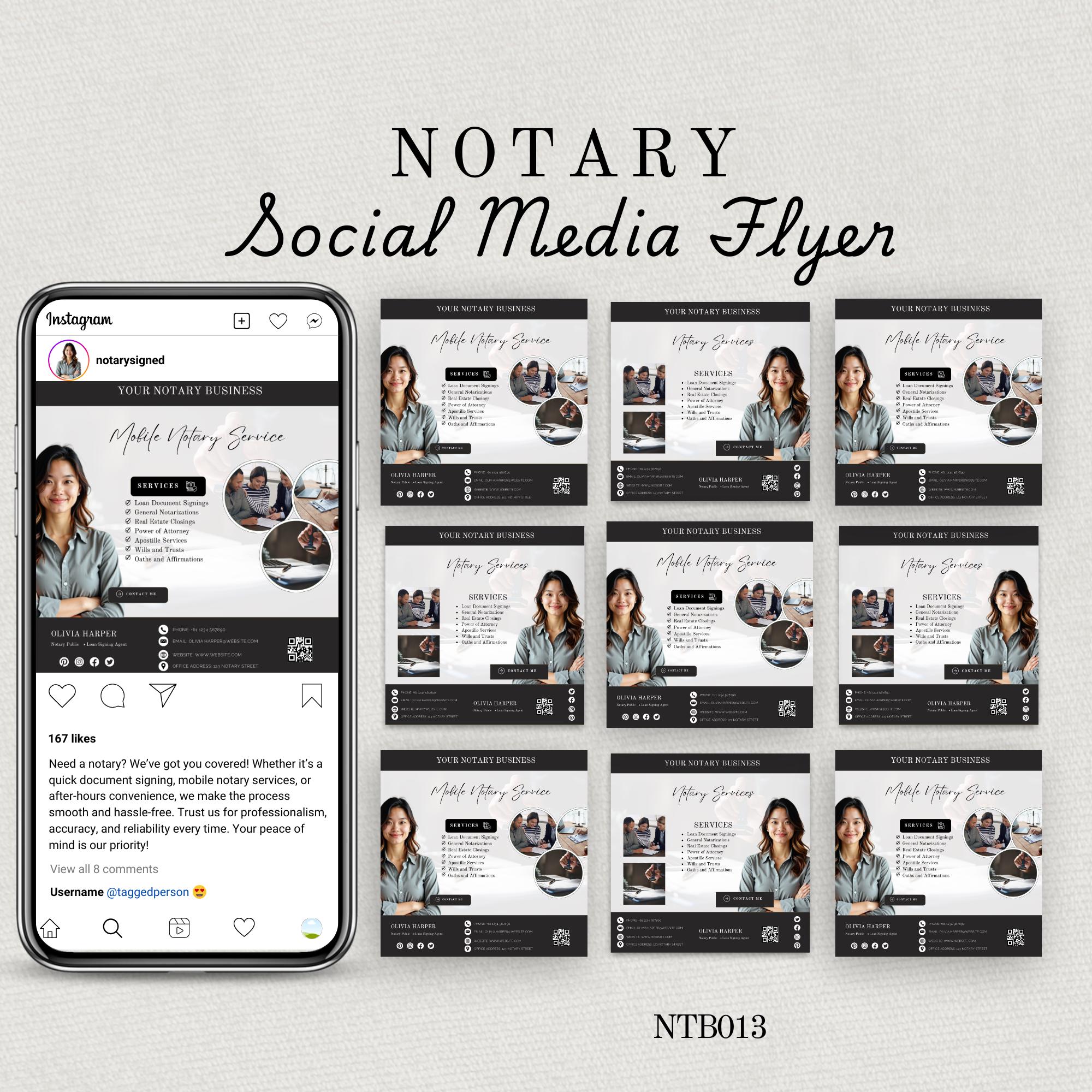 Notary Public Social Media Flyer, Instagram Posts, Notary Marketing ...