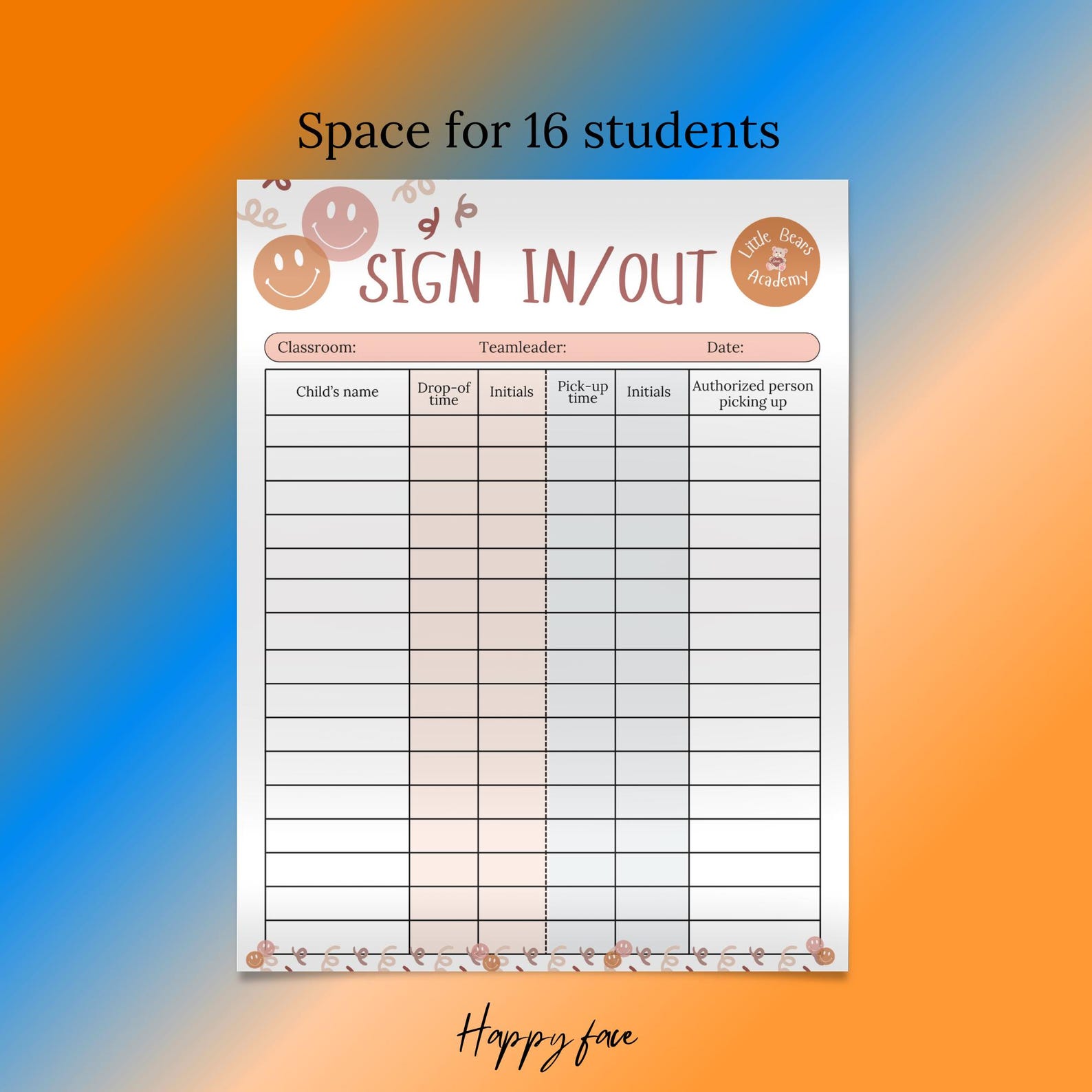 Childcare Sign In/out Sheet, Daycare Forms, Family Daycare Attendance ...