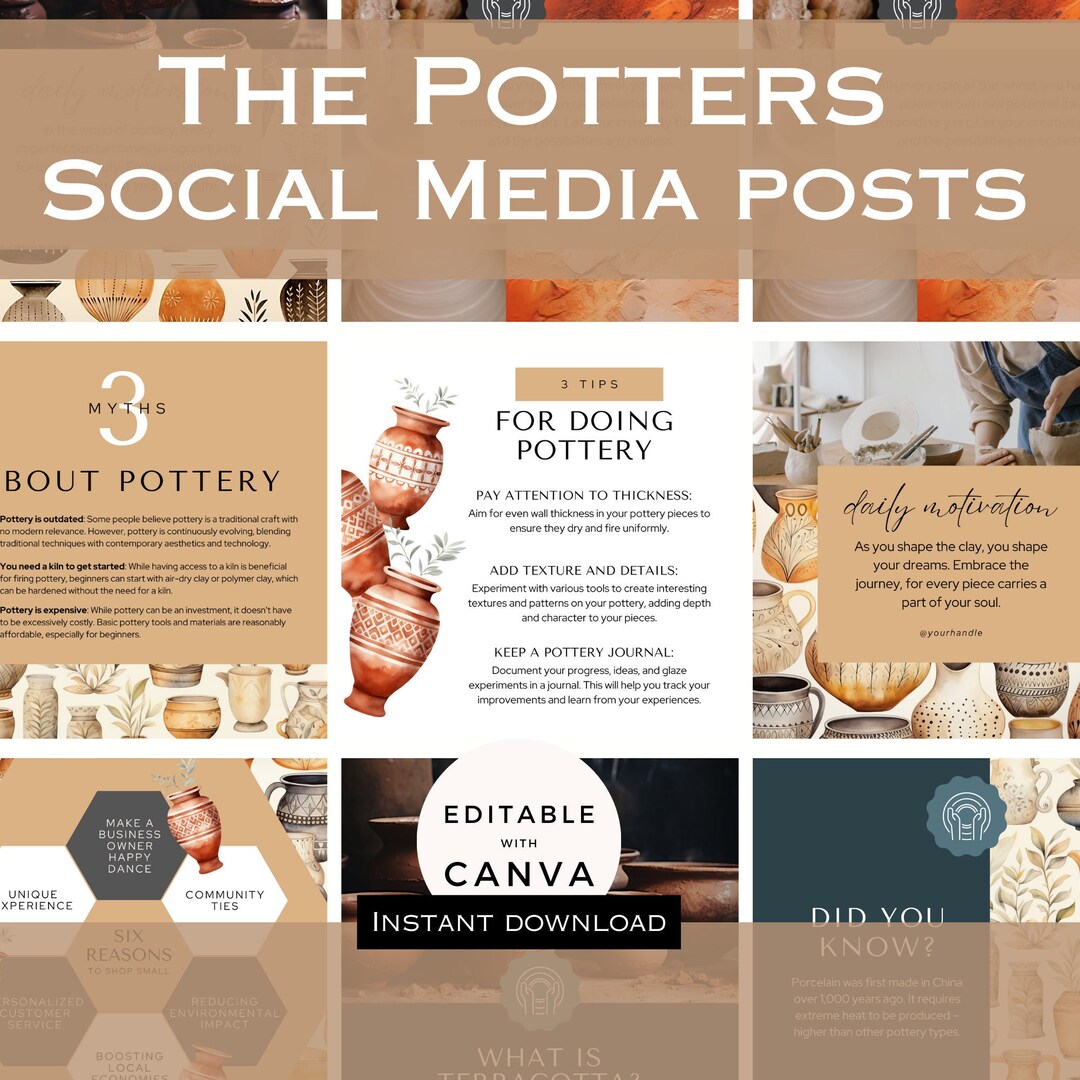 Pottery Studio Social Media Posts, Small Business Posts, IG Posts ...