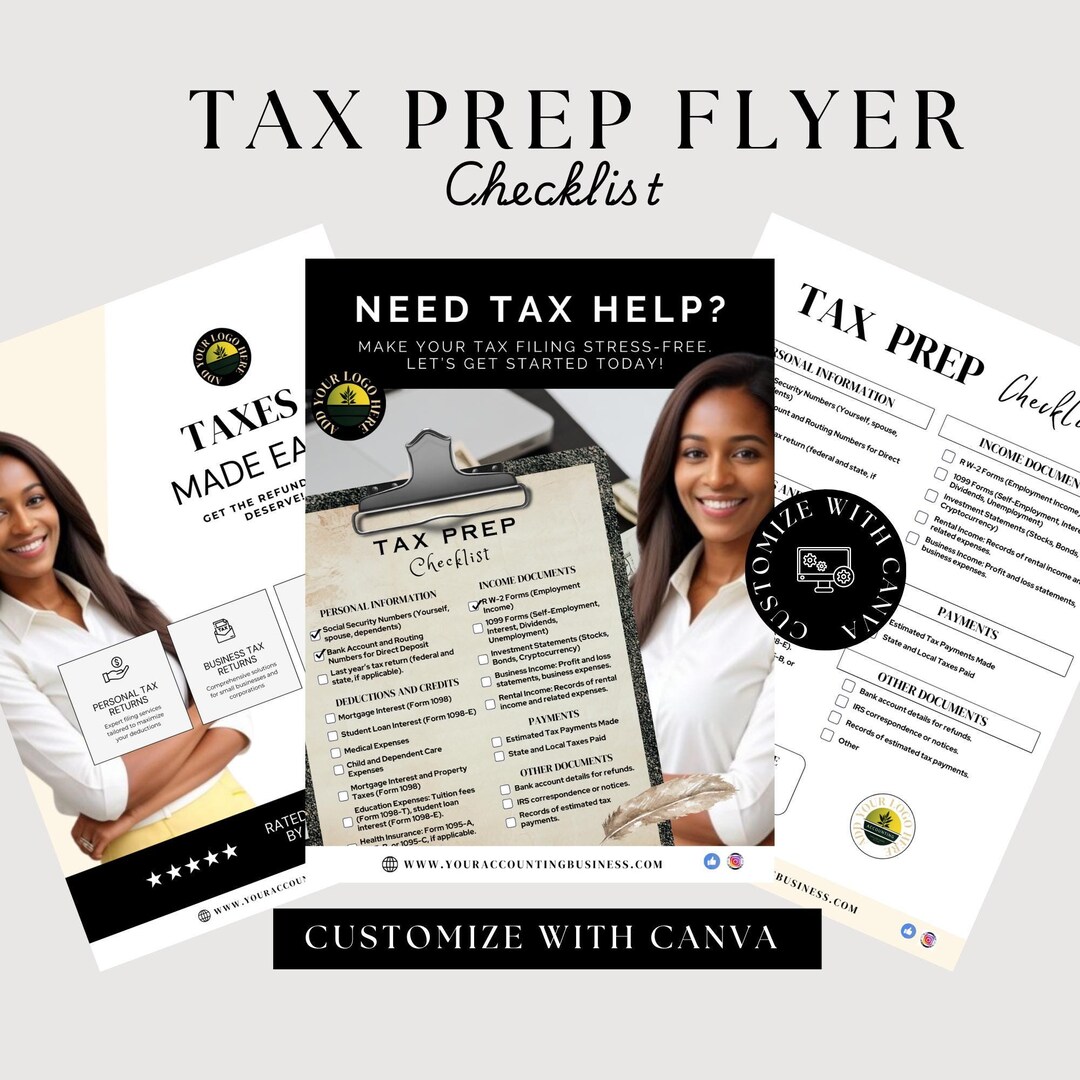 Tax Prep Flyer and Checklist, Professional Accountant Flyer, Tax Flyer ...