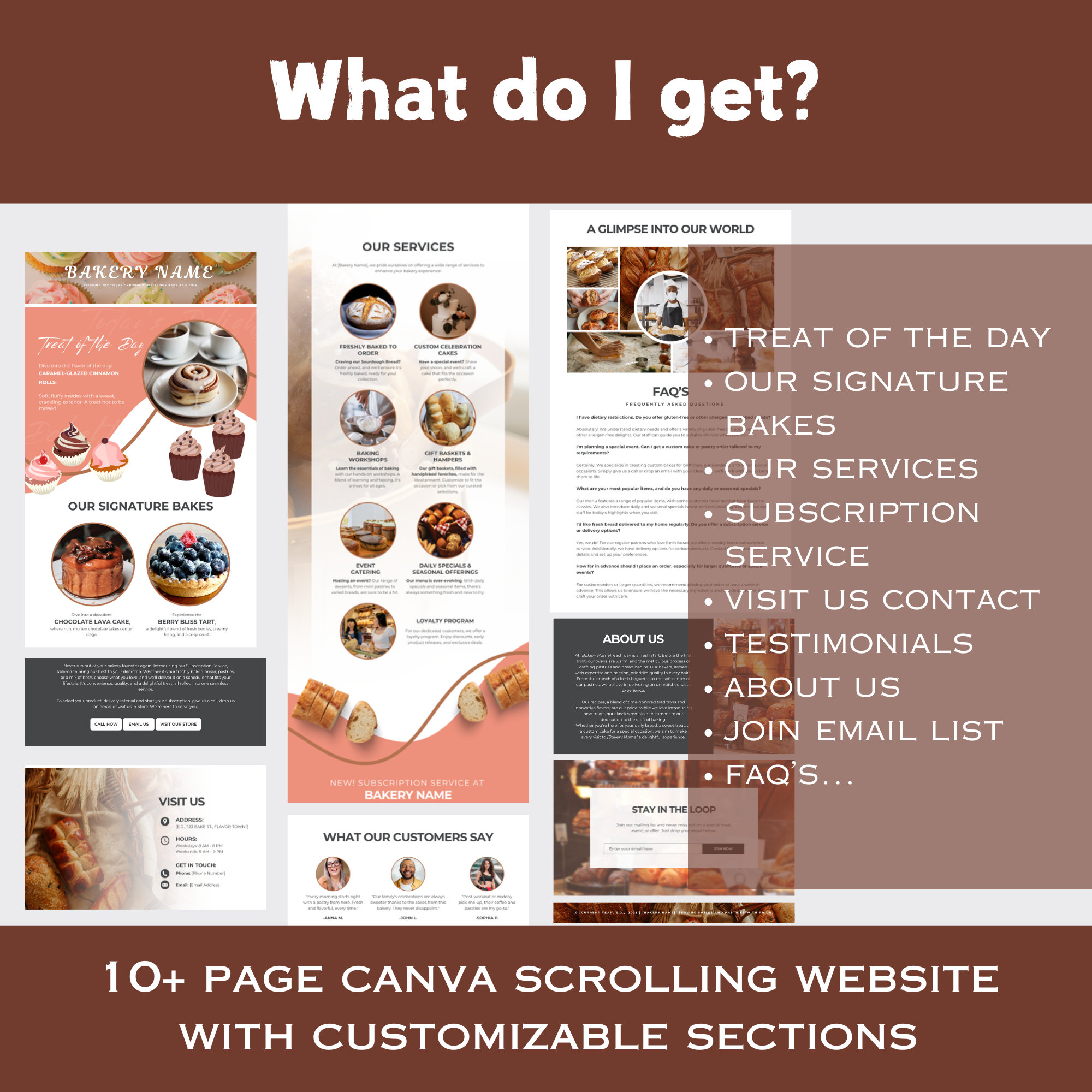 Canva Website Template for Bakery, Cake Website, Landing One Page ...