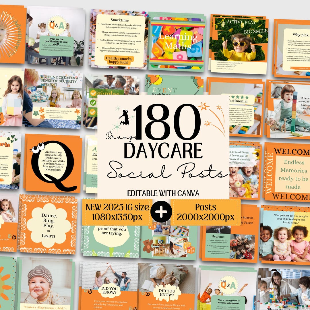 Daycare Social Media Posts, Childcare Instagram Templates, Early ...