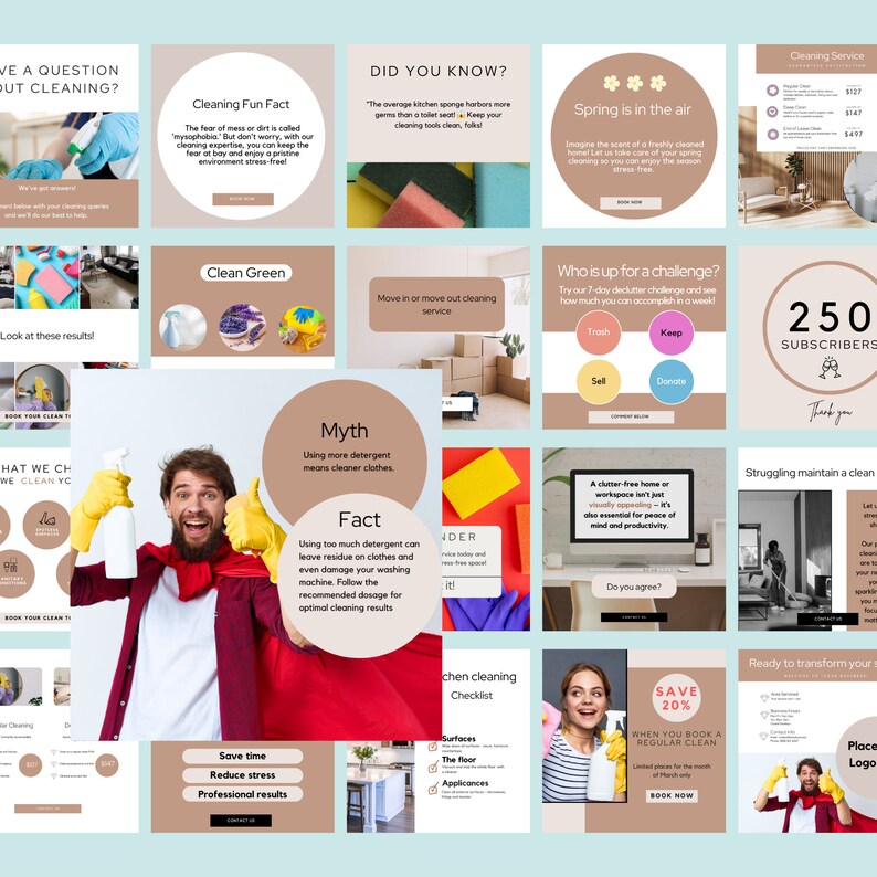 Residental Cleaning Social Media Posts, Small Business Templates, Home ...