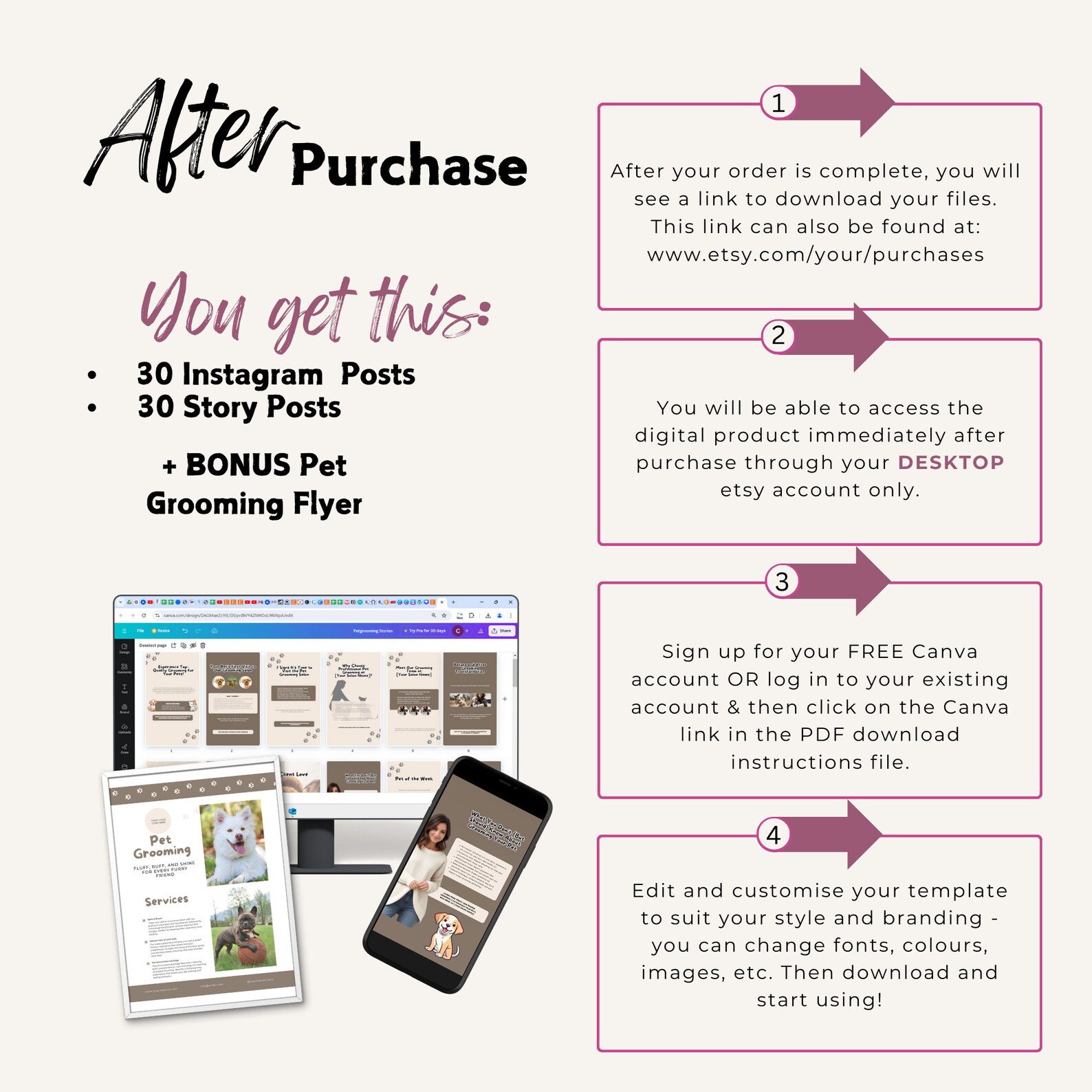 60 Pet Grooming Instagram Posts, Instagram Story Templates, Groomer ...