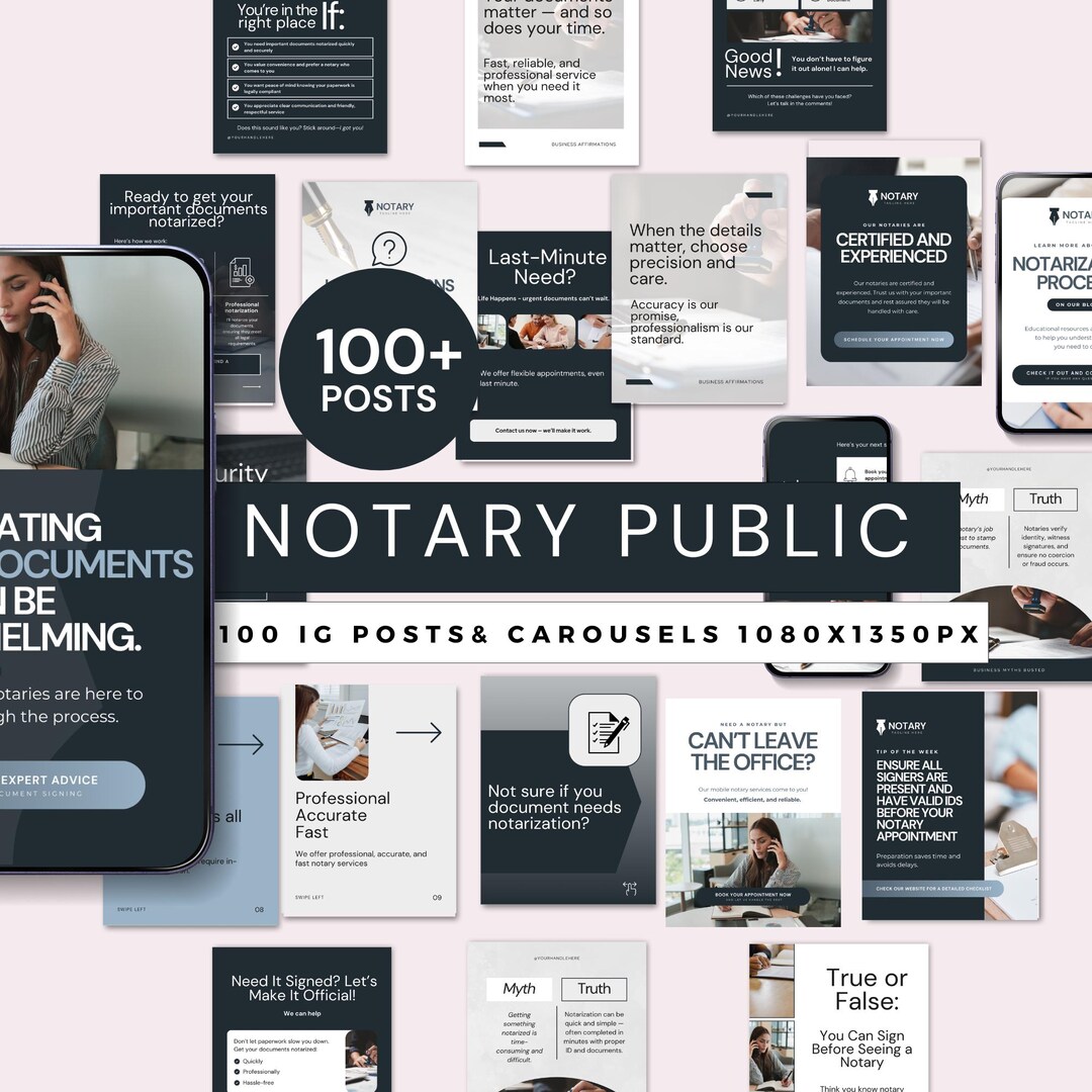Notary Public Instagram Post Templates, Social Media Canva Templates ...