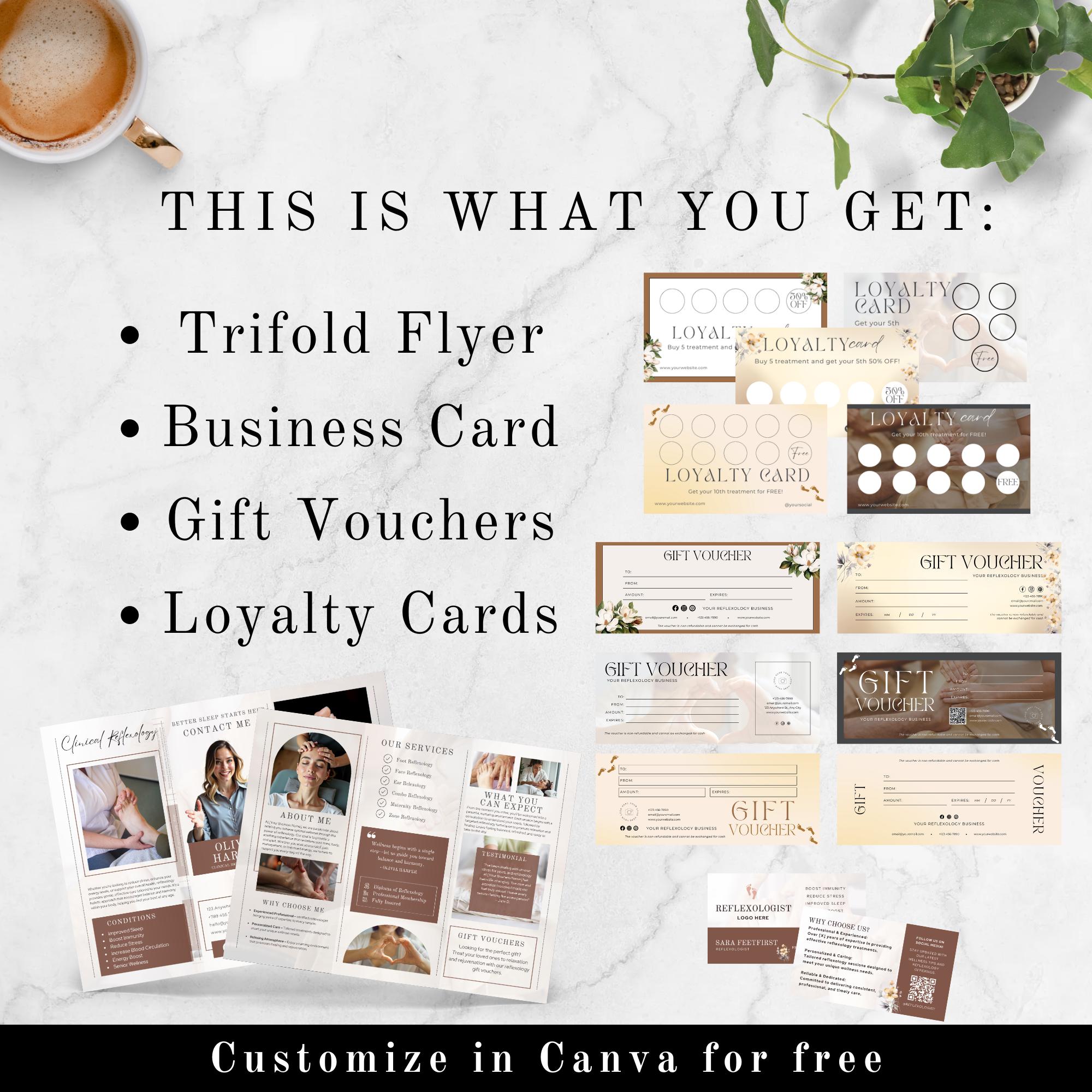 Reflexology Starter Kit, Loyalty Cards, Business Card, Trifold Flyer ...