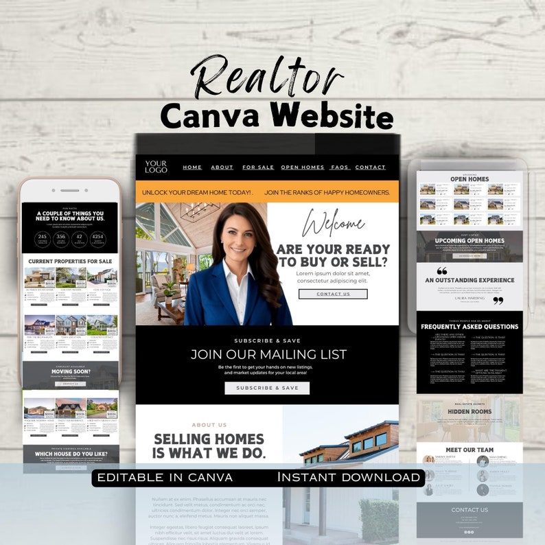 Realtor Canva Website Template, Real Estate Listing Website, Realtor ...