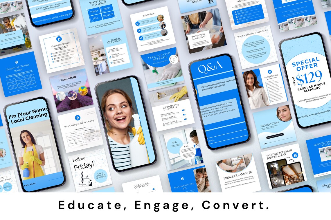 House Cleaning Social Media Posts, Canva Templates, Editable Posts for ...