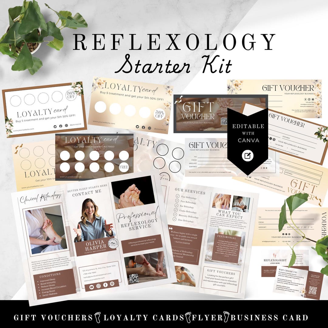 Reflexology Starter Kit, Loyalty Cards, Business Card, Trifold Flyer ...