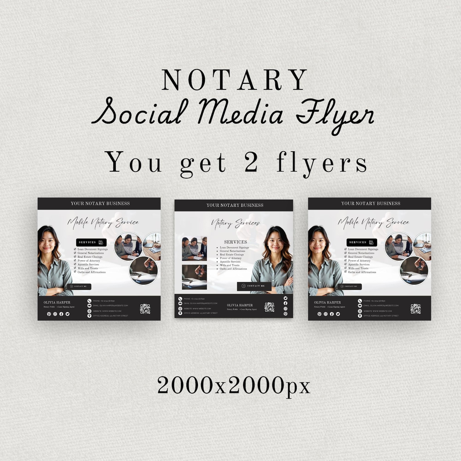 Notary Public Social Media Flyer, Instagram Posts, Notary Marketing ...