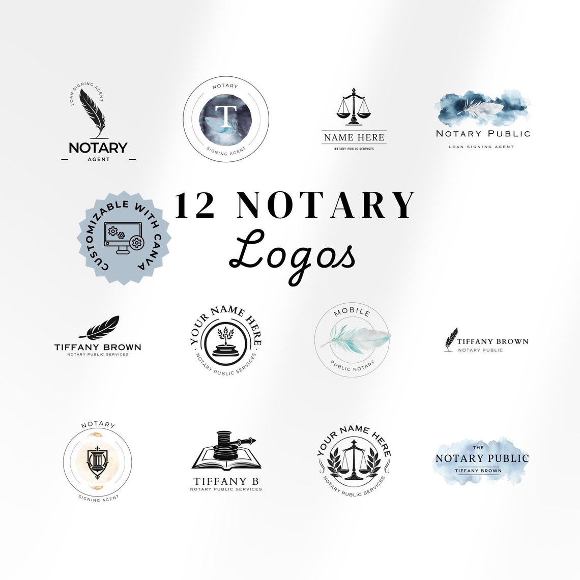 Notary Public Logos, Canva Template, Notary Services, Mobile Notary ...