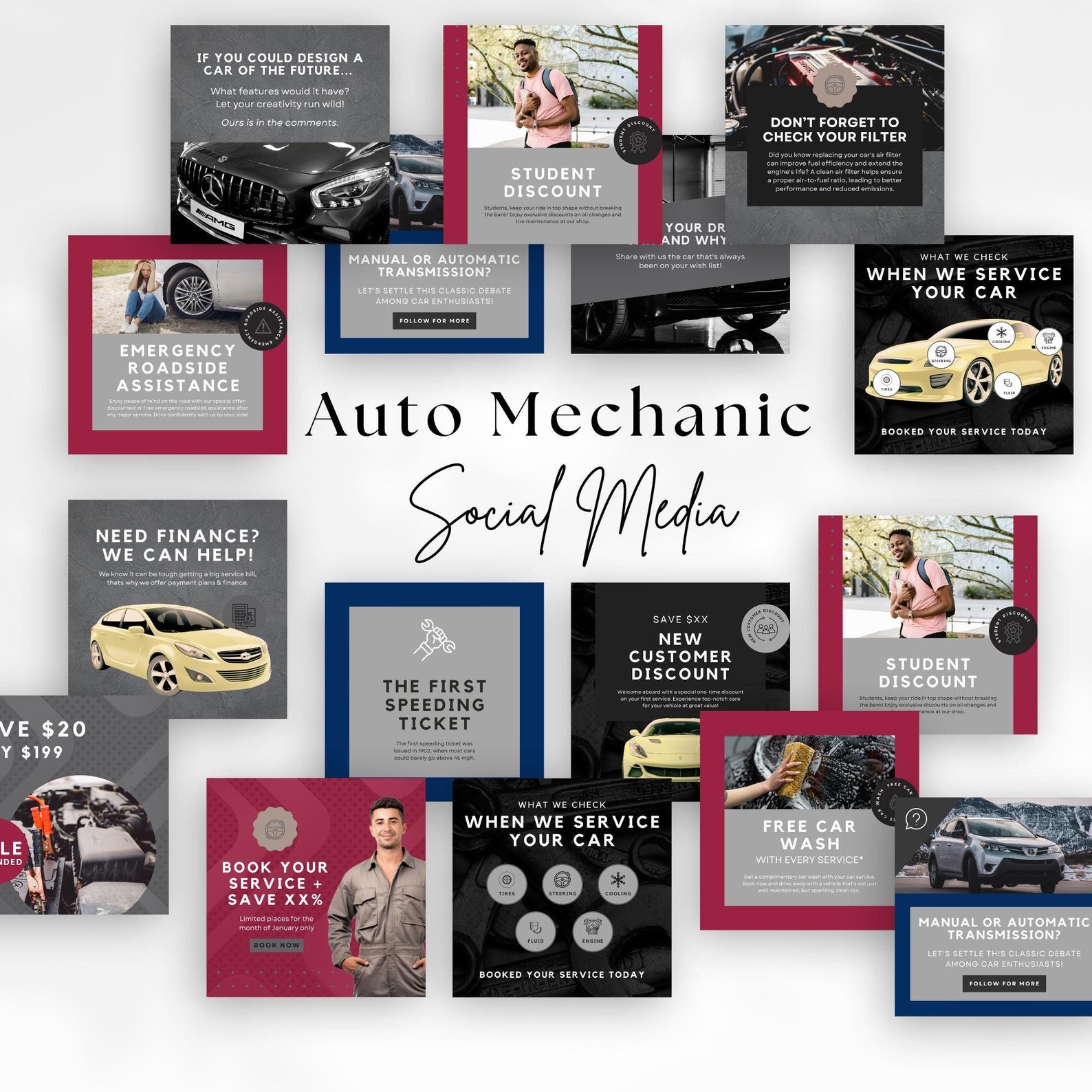 Auto Mechanic Social Media Posts, Instagram Car Garage Service ...