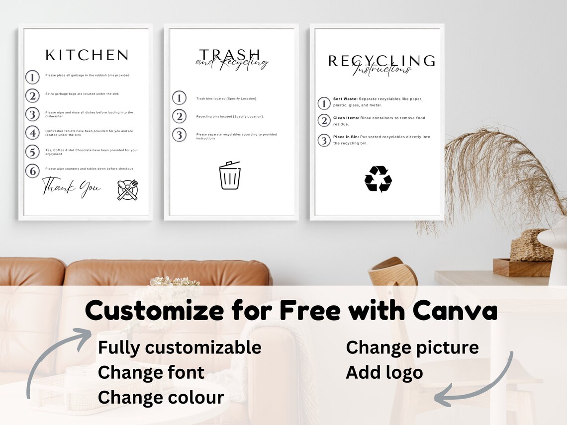 Air BNB Signs Bundle, Simple Signs, WIFI Password, Host Welcome, Check ...