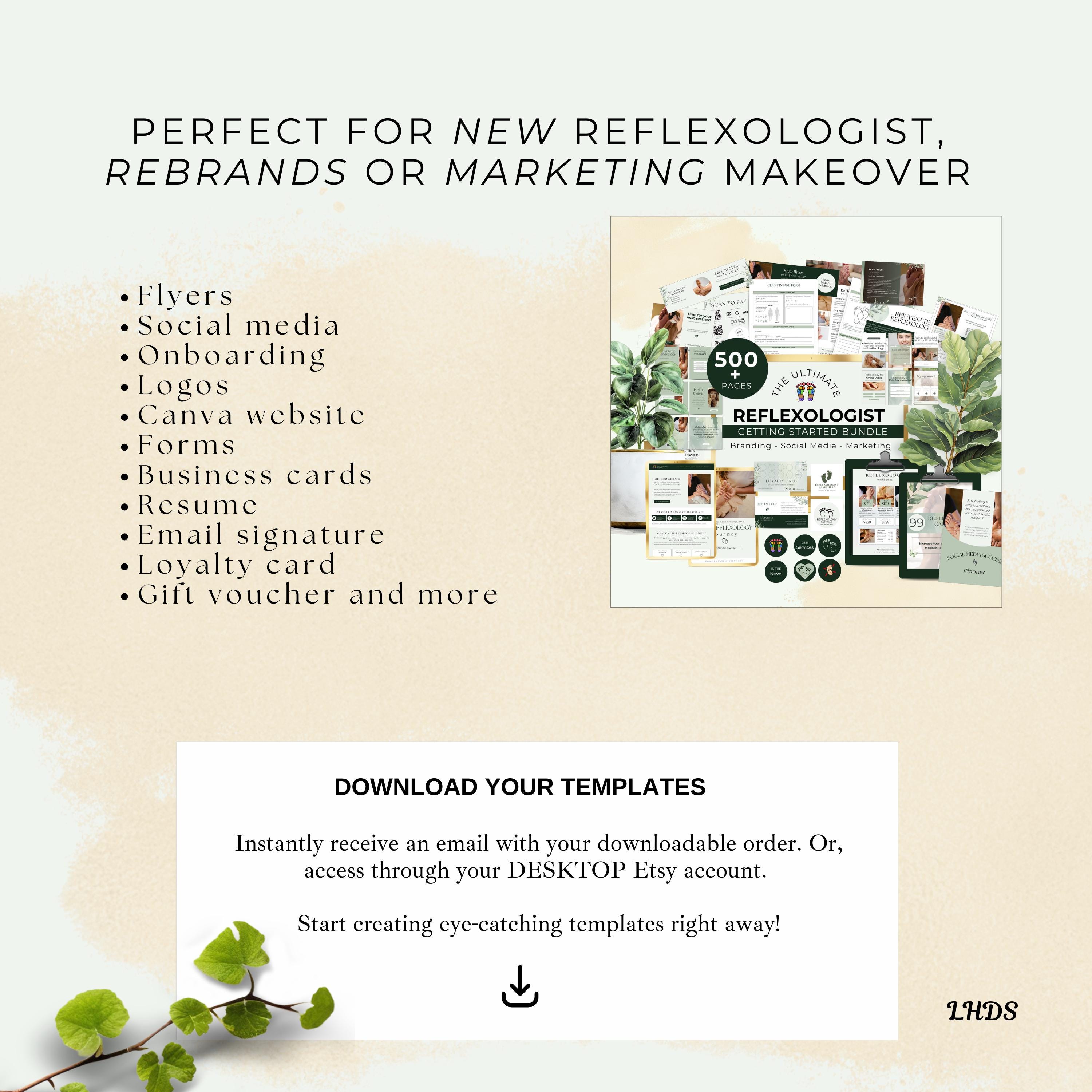 Reflexologist Getting Started Bundle, Reflexology Business Branding ...