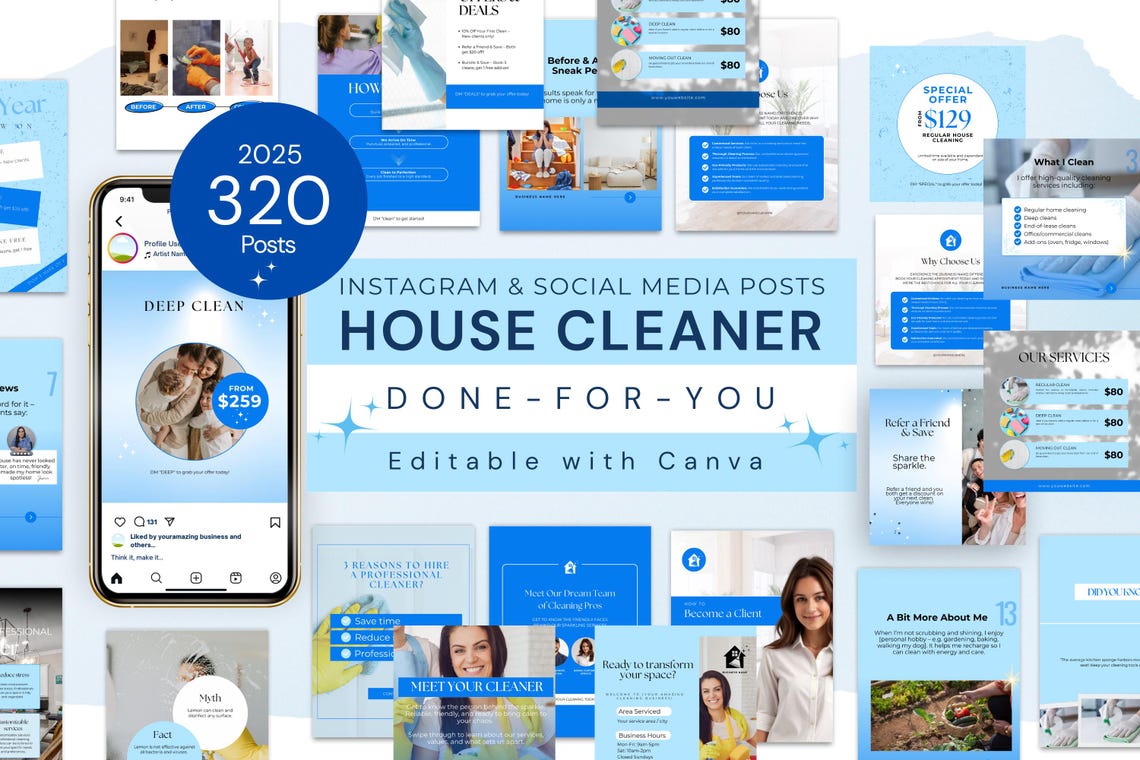 House Cleaning Instagram Canva Templates, Cleaner 2025 Instagram Posts ...