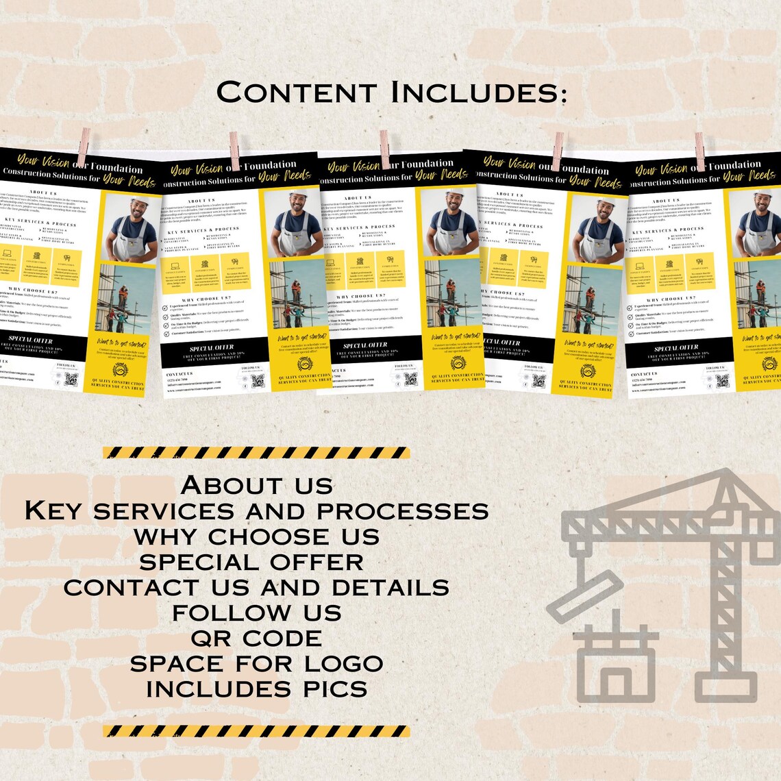 Construction Company Flyer Canva Template | Printable Building Services ...
