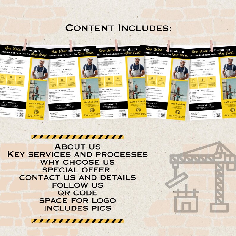 Construction Company Flyer Canva Template | Printable Building Services ...
