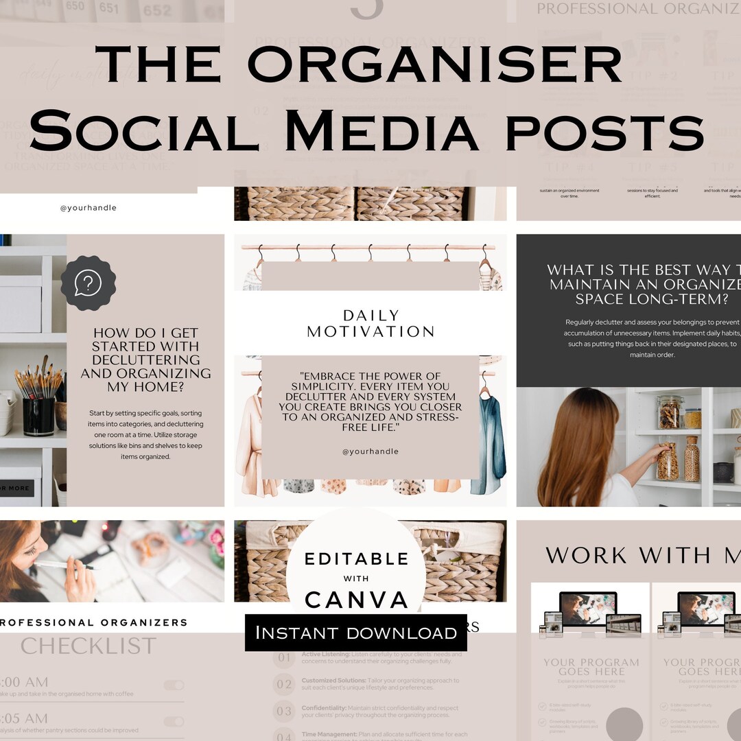 Professional Organizer Social Media Posts, Canva Templates ...