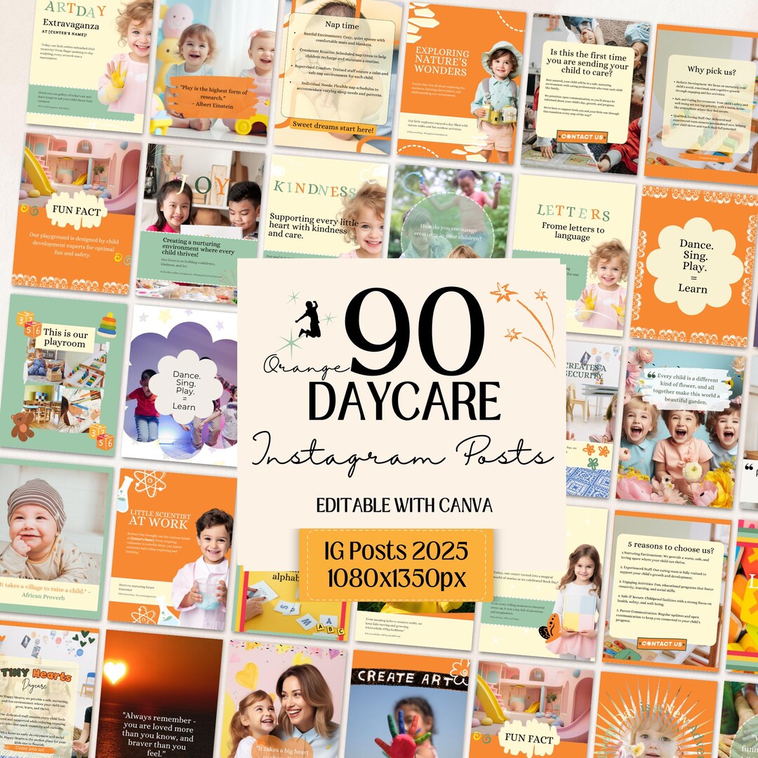 Daycare Instagram Posts 2025, Editable Canva Templates, Preschool Kindy ...