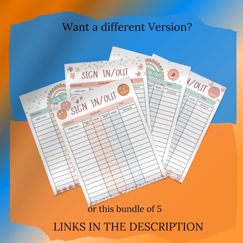 Childcare Sign In/out Sheet, Daycare Forms, Family Daycare Attendance ...