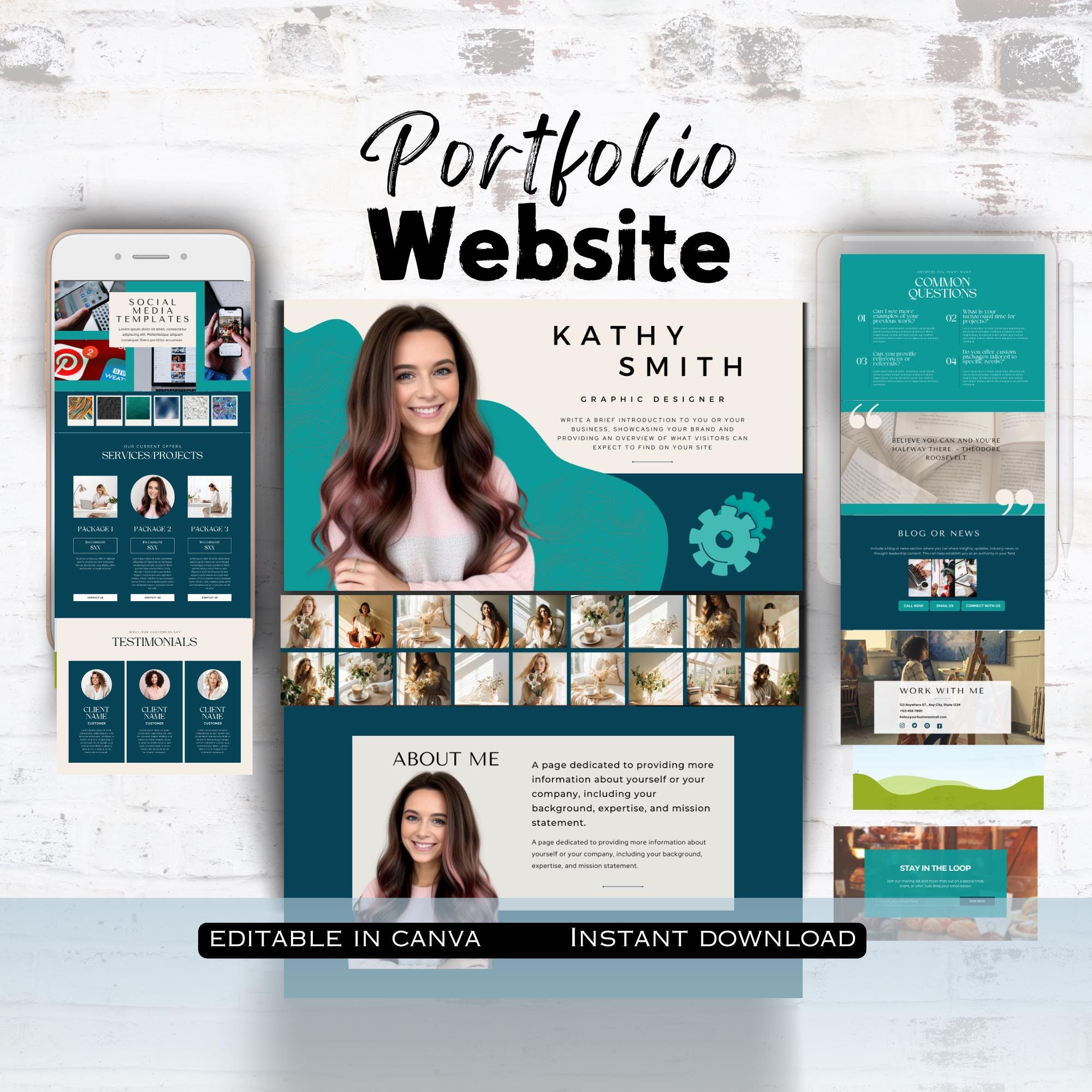 Portfolio Canva Website Template, Clickable Landing One Page, Clean ...