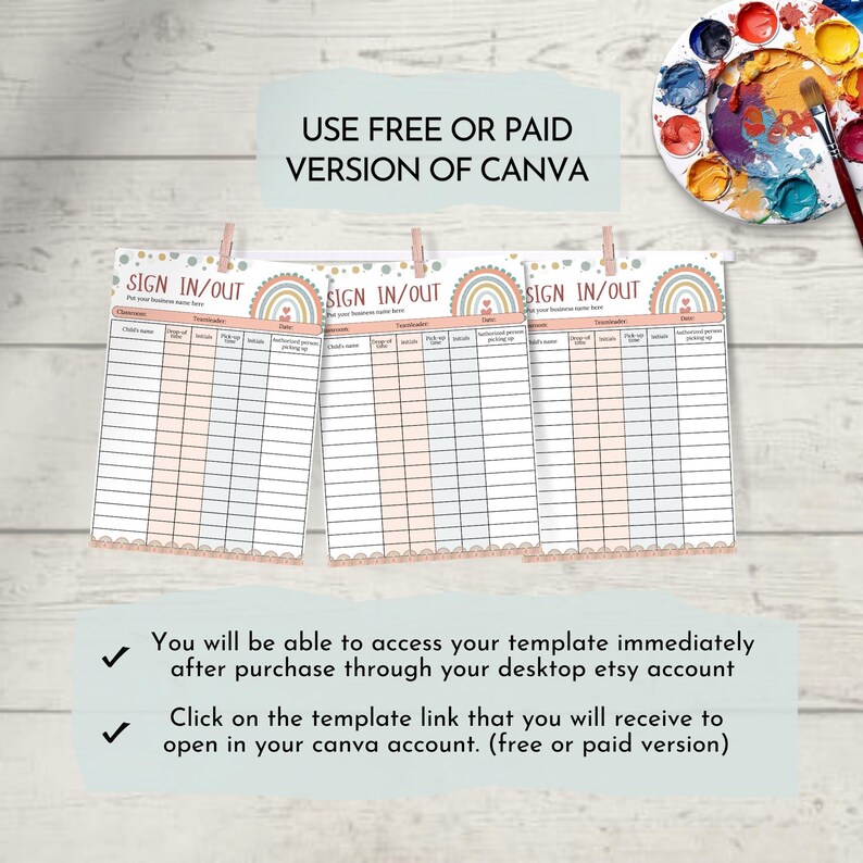 Childcare Sign-in and Sign-out Sheet, Sign-in Sheet for Daycare, Canva ...