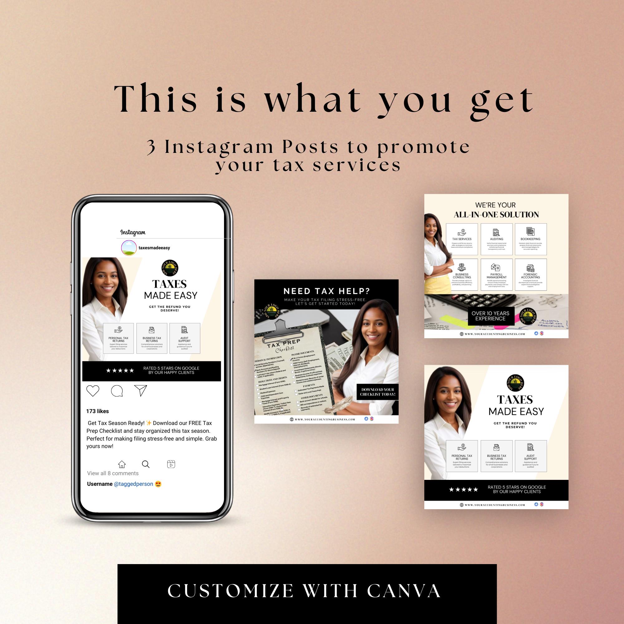 Tax Preparation Flyer Business Card, Tax Flyer Checklist, Tax ...