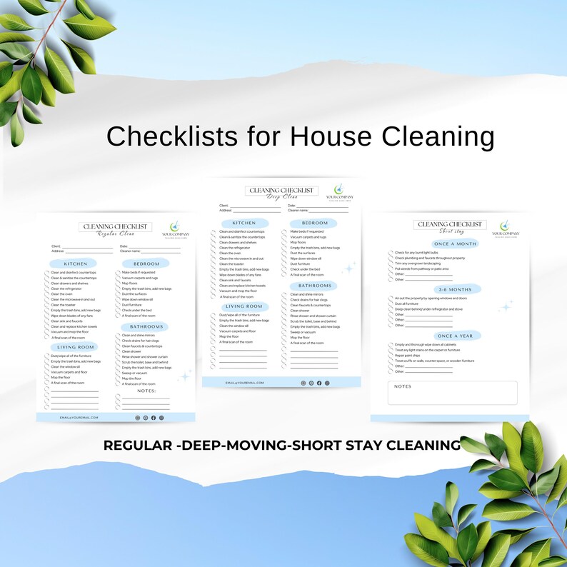 Printable Cleaning Checklist Bundle, Regular, Deep, Moving-out Cleaning ...