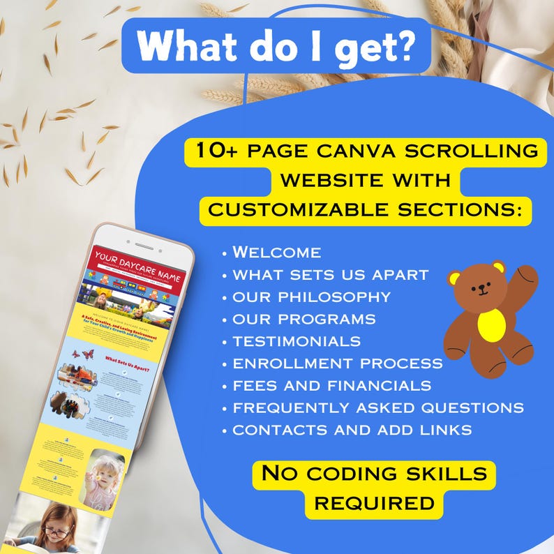Daycare Canva Website Template | Kindergarten Website | Childcare Center Landing Page | Canva ...