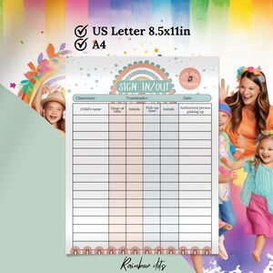 Sign in Sheet for Daycare Form, Sign In/out Sheets, Family Daycare ...