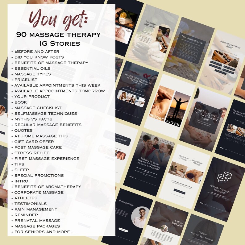 210 Massage Therapy Social Media Bundle | Canva Massage Therapist ...