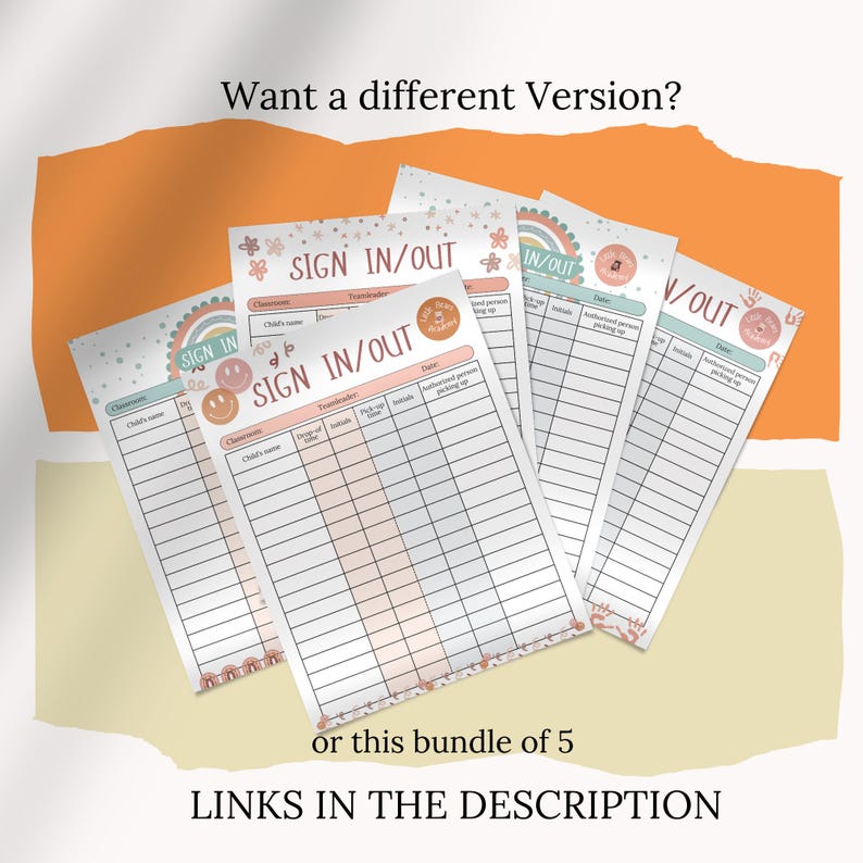 Sign-in Sheet for Daycare, Sign-in and Out Forms, Home Daycare ...